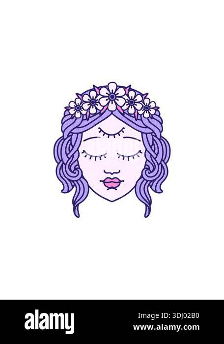 sales flash animation of tattoo style image of female face with third ...