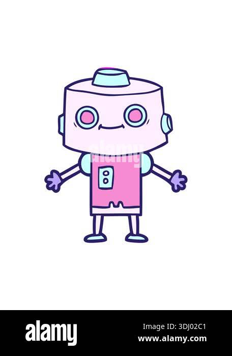 power up animation of a doodle of a robot Stock Video Footage - Alamy