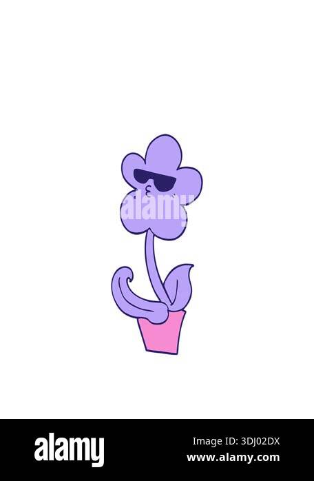 stretching up animation of cool cartoon flower Stock Video Footage - Alamy