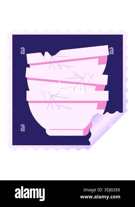 shaking motion animation of stack of cracked old bowls graphic square ...