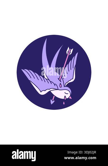 splitting effect animation of tattoo style image of a swallow crying ...