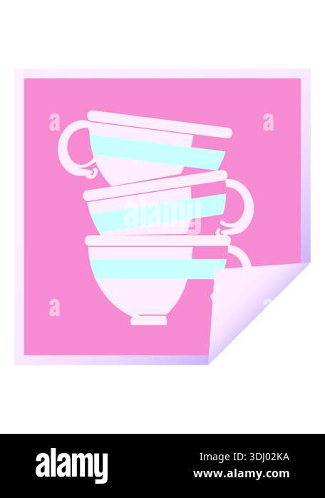 jiggle and pause animation of stack of cups graphic vector illustration ...
