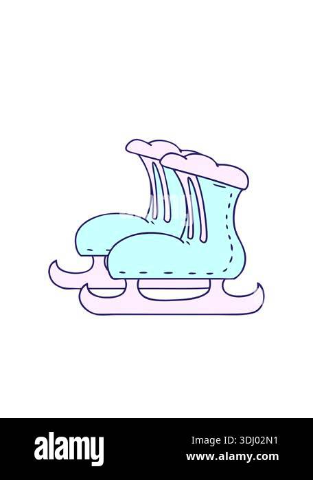blinking radial lines animation of hand drawn cartoon doodle ice skate ...