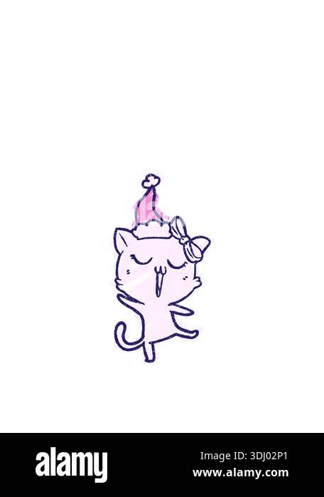 jumping motion animation of Christmas Cat Drawing in chalk Stock Video ...