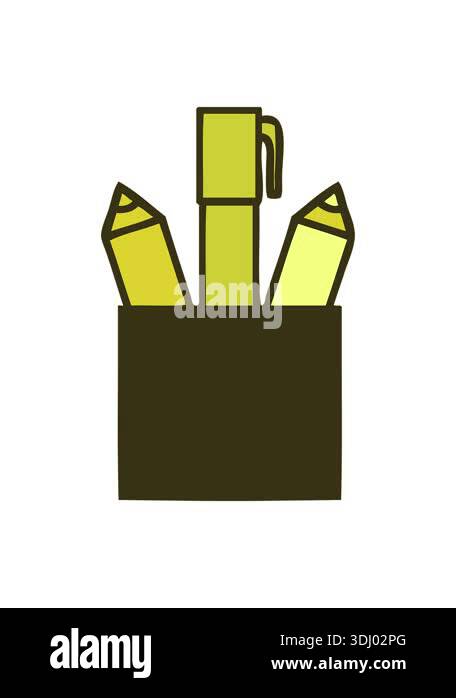 changing color animation of cute cartoon of a pencil pot Stock Video ...