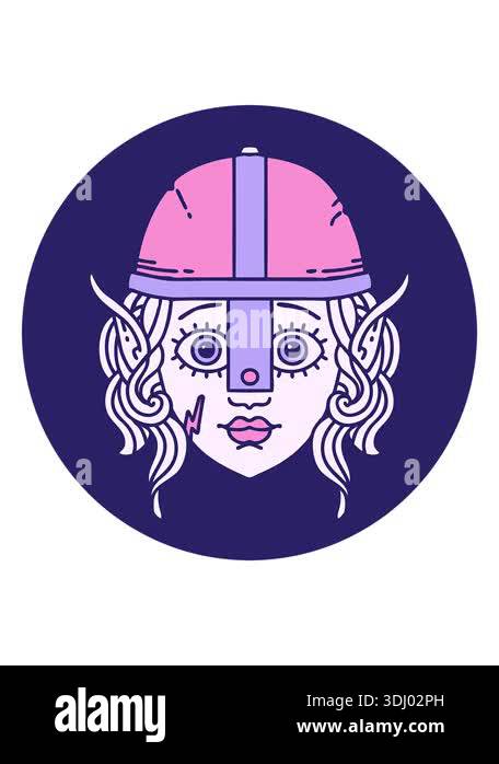 jiggle and pause animation of icon of elf fighter character face Stock ...