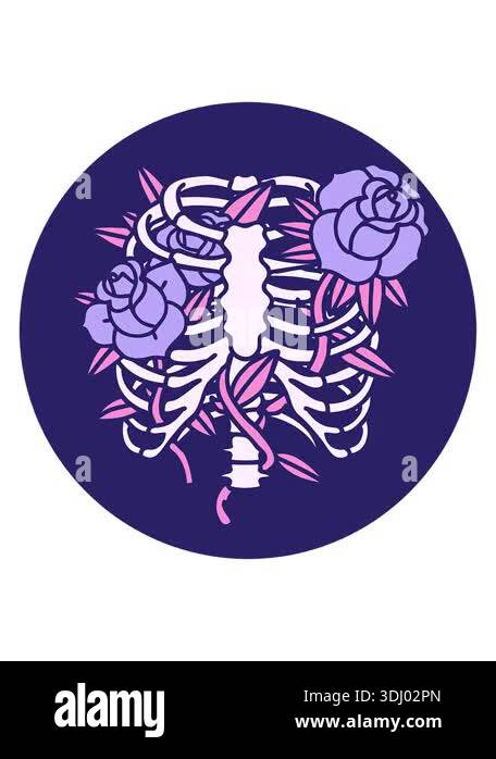 jiggle and pause animation of image of a rib cage and flowers Stock ...