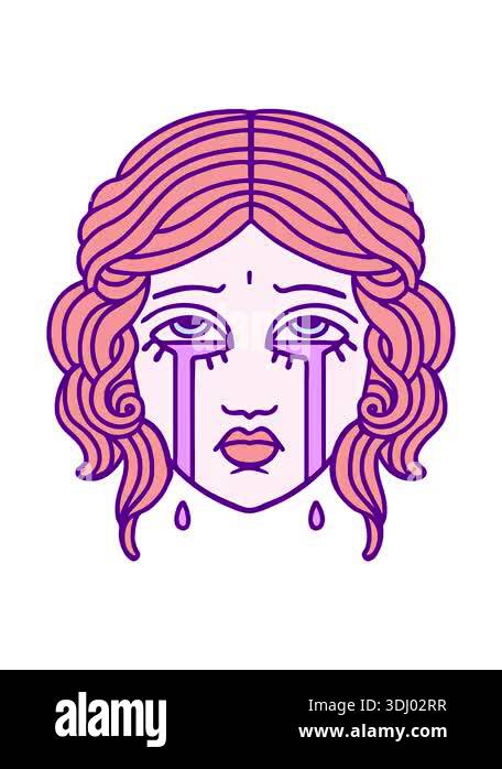 pixelize effect animation of tattoo in traditional style of female face ...