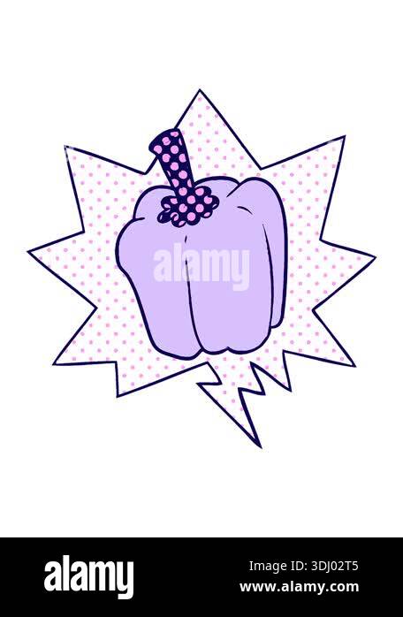 neon light effect animation of cartoon fresh organic pepper with speech ...