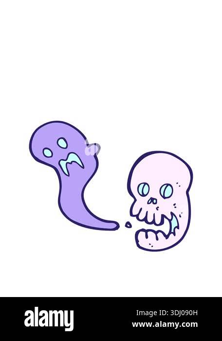 stretching up animation of cartoon spooky skull Stock Video Footage - Alamy