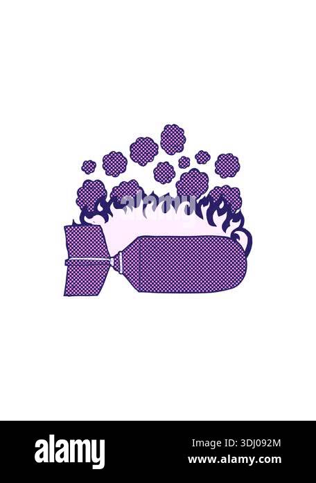 radioactive glowing animation of cartoon flaming bomb Stock Video ...