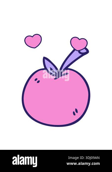 spinning hearts animation of hand drawn cartoon apple Stock Video ...