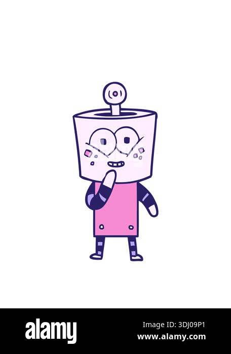 stretching up animation of happy cartoon robot giggling Stock Video ...