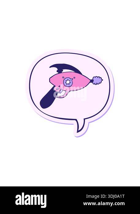 splitting effect animation of cartoon ray gun with speech bubble ...