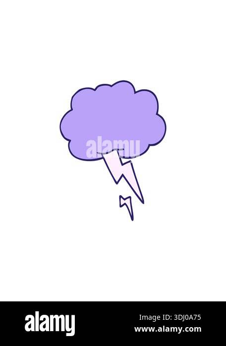 splitting effect animation of cartoon doodle storm cloud with lightning ...