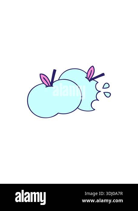 splitting effect animation of cute cartoon juicy apple Stock Video ...