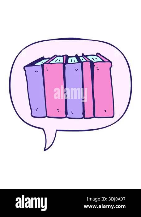 shivering motion animation of cartoon books with speech bubble Stock ...