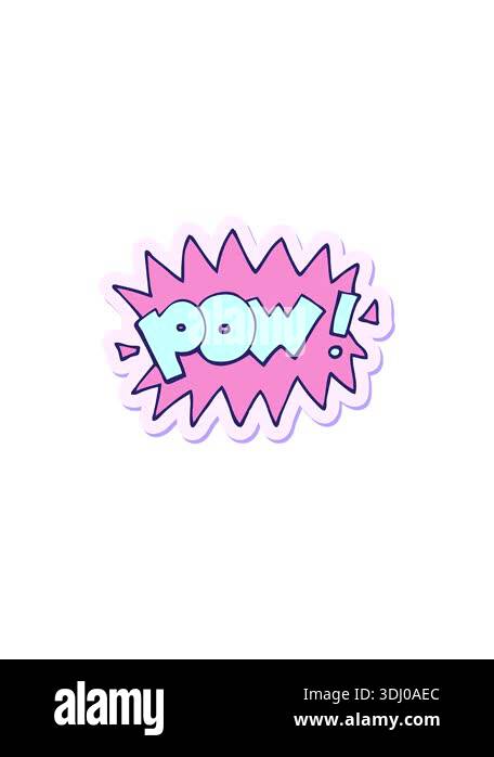 radioactive glowing animation of sticker of a cartoon pow symbol Stock ...