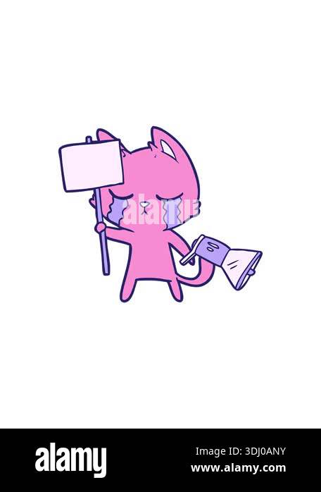 radioactive glowing animation of crying cartoon cat Stock Video Footage ...