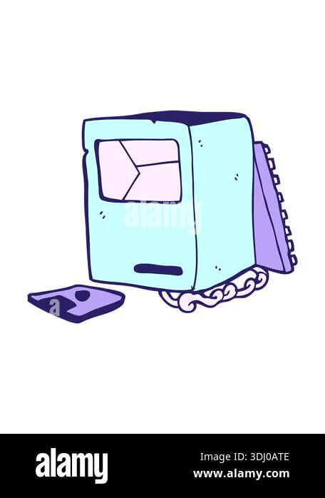 spinning motion animation of cartoon broken old computer Stock Video ...