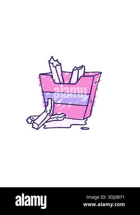 horizontally vibrating animation of French Fries Chalk Drawing Stock ...