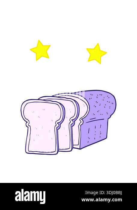 spinning stars animation of cartoon sliced bread Stock Video Footage ...