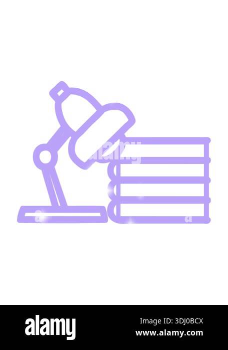 glitter effect animation of lamp and study books symbol icon Stock ...