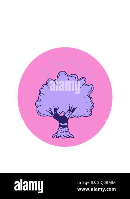 stretching up animation of icon of tattoo style tree Stock Video ...