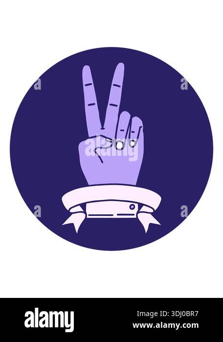 shaking motion animation of Retro Tattoo Style peace two finger hand ...