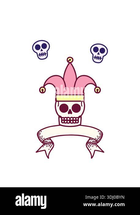 spinning skulls animation of traditional tattoo with banner of a skull ...
