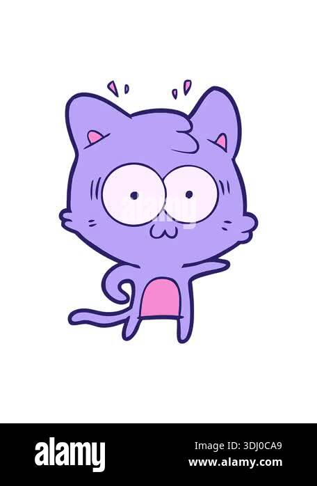 spinning motion animation of cartoon surprised cat Stock Video Footage ...