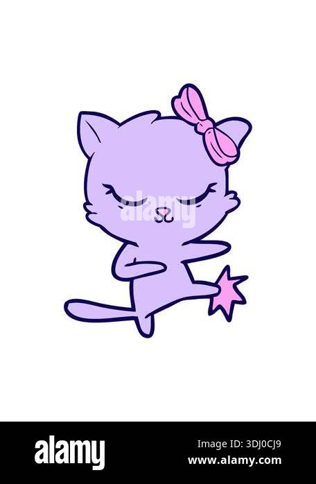 neon light effect animation of drawing of a cat with bow Stock Video ...