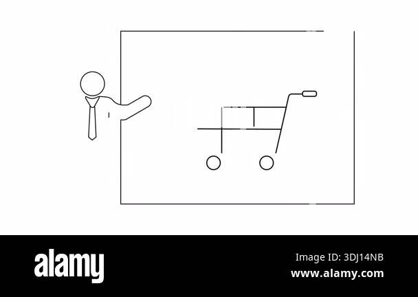 A simple line drawing of a presenter standing next to a whiteboard with ...