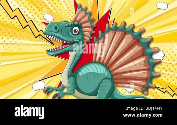 Animated dinosaur with comic-style background Stock Video Footage - Alamy