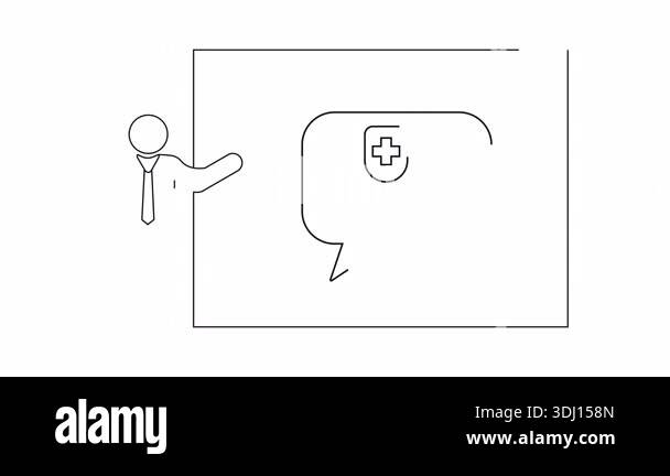 A minimalist single line art animation showing a presenter discussing ...