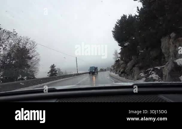 Les Angles, France; December 27 2025: Driving to Les Angles ski resort ...
