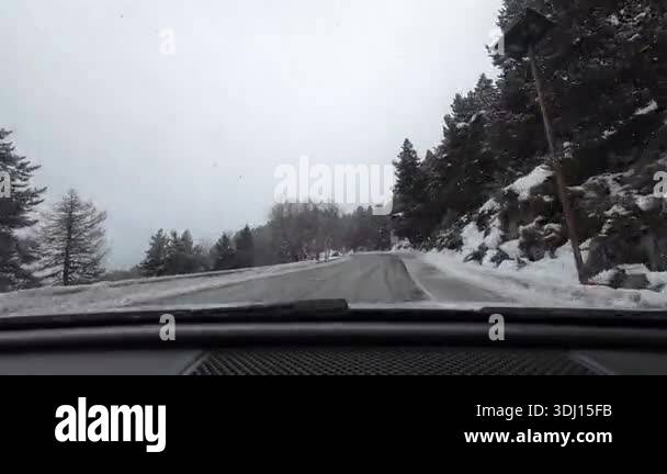 Les Angles, France; December 27 2025: Driving to Les Angles ski resort ...