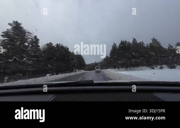 Les Angles, France; December 27 2025: Driving to Les Angles ski resort ...