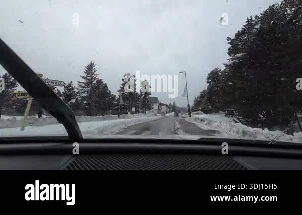 Les Angles, France; December 27 2025: Driving to Les Angles ski resort ...