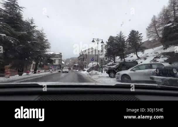 Les Angles, France; December 27 2025: Driving to Les Angles ski resort ...