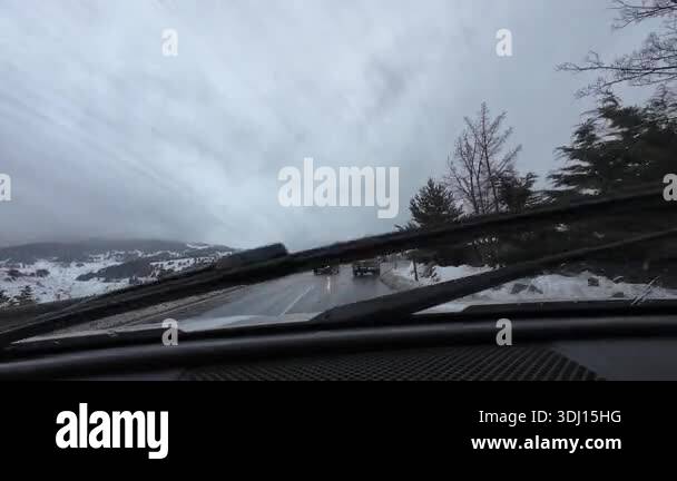 Les Angles, France; December 27 2025: Driving to Les Angles ski resort ...
