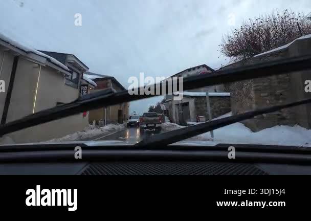 Les Angles, France; December 27 2025: Driving to Les Angles ski resort ...