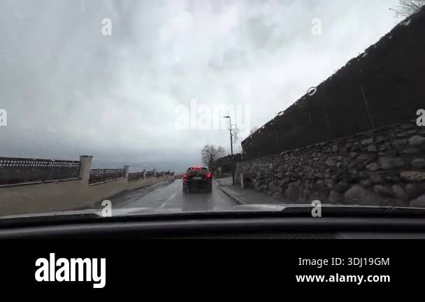 Les Angles, France; December 27 2025: Driving to Les Angles ski resort ...
