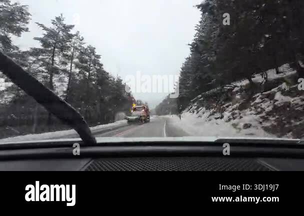 Les Angles, France; December 27 2025: Driving to Les Angles ski resort ...