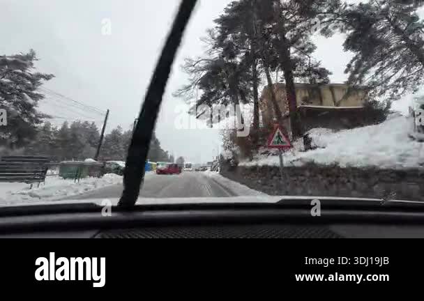 Les Angles, France; December 27 2025: Driving to Les Angles ski resort ...