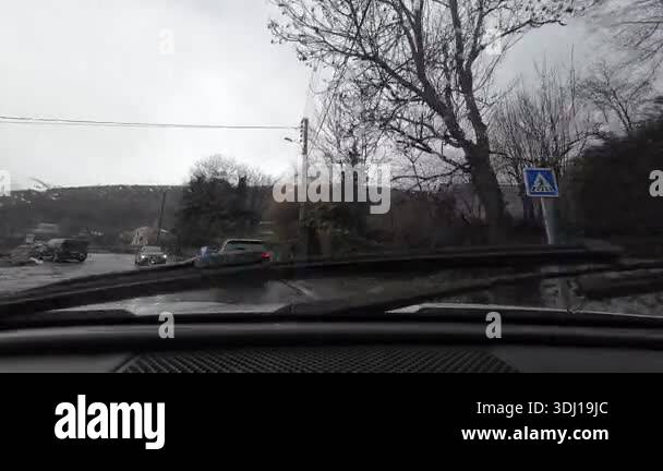 Les Angles, France; December 27 2025: Driving to Les Angles ski resort ...
