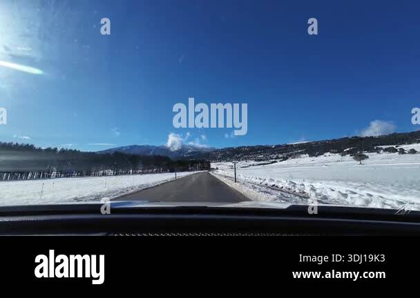 Les Angles, France; December 27 2025: Driving to Les Angles ski resort ...
