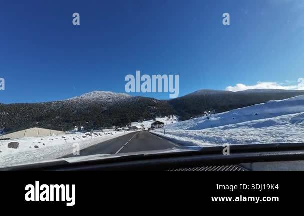 Les Angles, France; December 27 2025: Driving to Les Angles ski resort ...