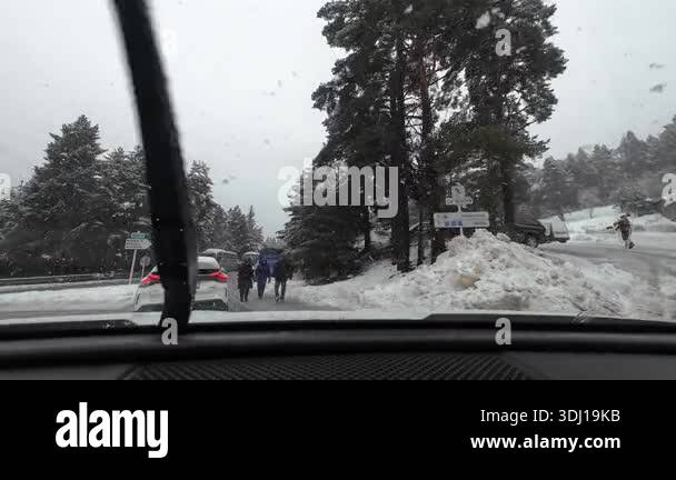 Les Angles, France; December 27 2025: Driving to Les Angles ski resort ...