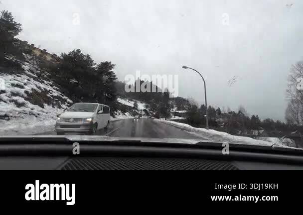 Les Angles, France; December 27 2025: Driving to Les Angles ski resort ...